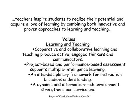 Stages Of Curriculum Reform Ppt Education