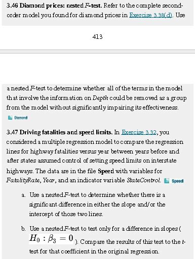 346 Diamond Prices Nested F Test Refer To The