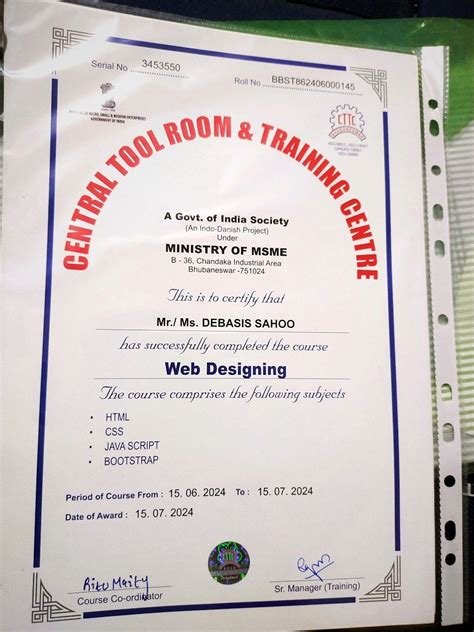 Debasis Sahoo On Linkedin Webdesigning Internship Cttcbhubaneswar