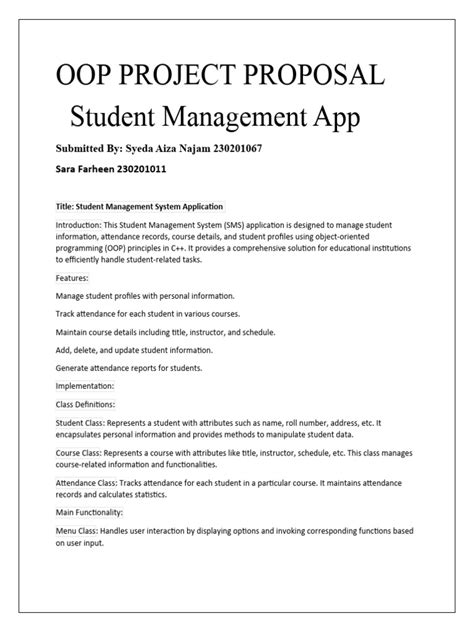Oop Project Proposal Pdf Object Oriented Programming Class