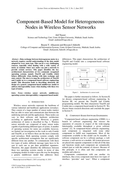 Pdf Component Based Model For Heterogeneous Nodes In Wireless Sensor