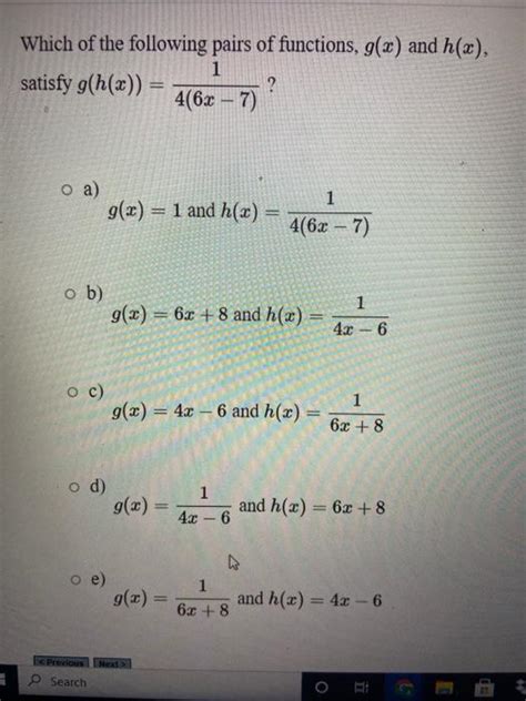 solved which of the following pairs of functions g x and