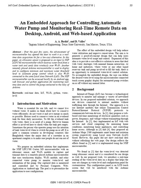 An Embedded Approach For Controlling Automatic Water Pump And