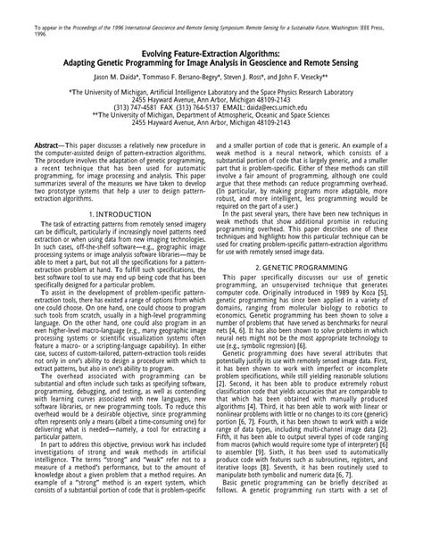 Pdf Evolving Feature Extraction Algorithms Adapting Genetic Programming For Image Analysis In