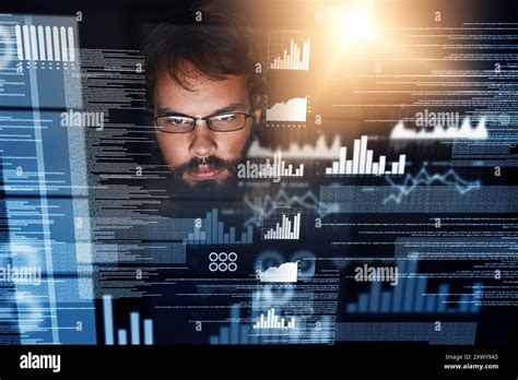 Man Overlay And Programmer With Coding Data And Analysis For Cyber