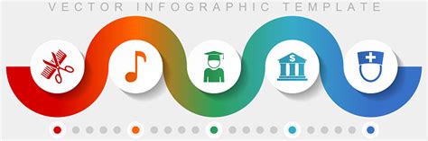 아이콘 세트가 있는 교육 인포그래픽 벡터 템플릿 웹 디자인 및 모바일 애플리케이션을 위한 이발소 음악 연구 은행 및 의사와 같은 기타 아이콘 간호사에 대한 스톡 벡터 아트