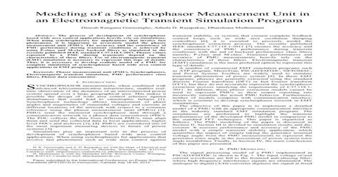 download pdf modeling of a synchrophasor measurement unit in an papers proc
