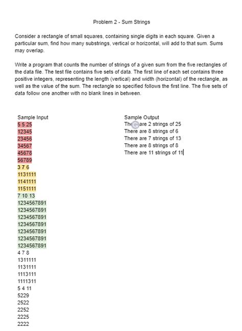 Solved Problem 2 Sum Strings Consider A Rectangle Of Small