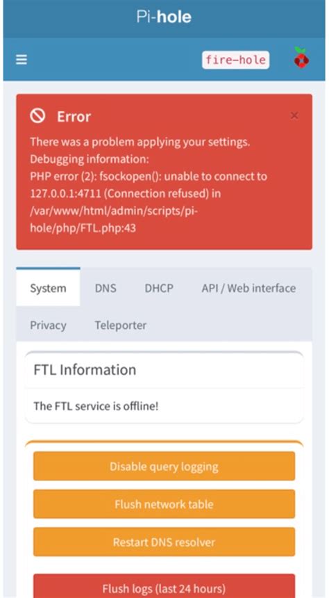php error 2 fsockopen unable to connect to 127 0 0 1 4711 connection refused help pi