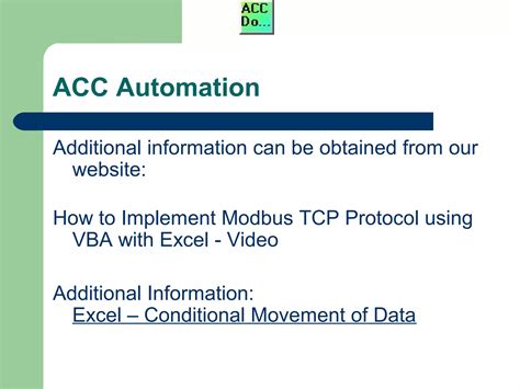 how to implement modbus tcp protocol using vba with excel ppt