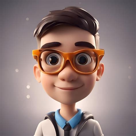 3d Illustration Of Cartoon Character In Eyeglasses With Happy Expression Ai Generated Image