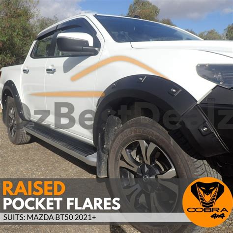 Raised Pocket Fender Flares Guards Matte Black Suits Mazda Bt50 2021