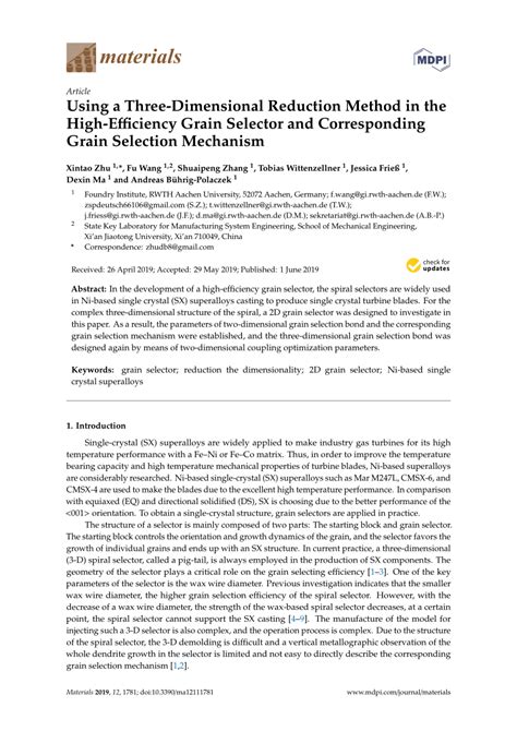 Pdf Using A Three Dimensional Reduction Method In The High Efficiency Grain Selector And