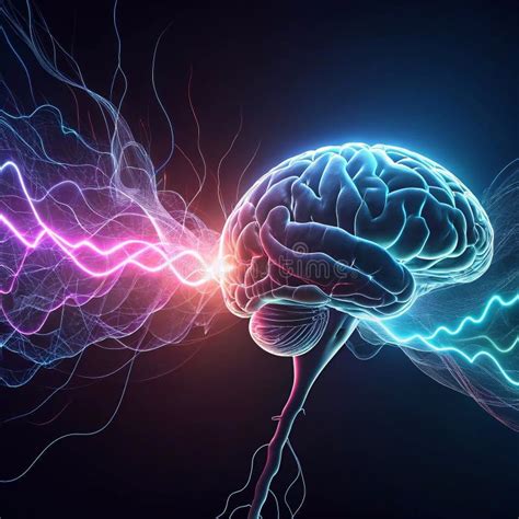 Abstract Human Brain Light Data Visualization With Electric Impulses And Ai Powered Connections
