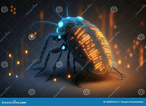 Electronic Bug On Circuit Computer Virus Concept Spy Bug Generative Ai Stock Illustration