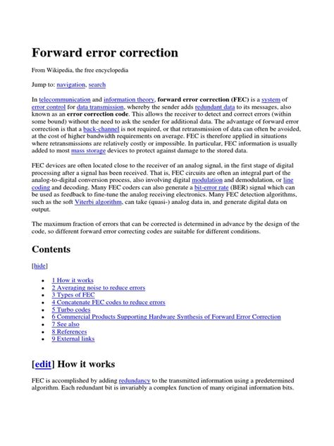 Forward Error Correction Forward Error Correction Discrete Mathematics
