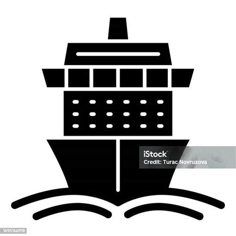 유람선 단단한 아이콘 여름 여행 개념 흰색 배경에 파도 기호가 있는 선박 문자 모양 스타일의 모바일 개념 웹 디자인의 크루즈 여행 보트 아이콘 벡터 그래픽 검은색에 대한