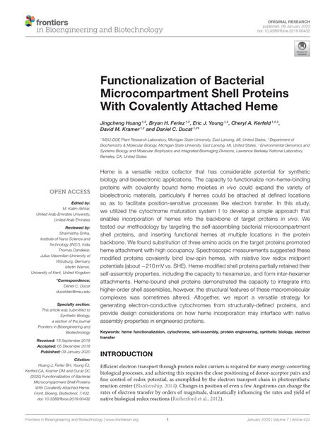 Functionalization Of Bacterial Microcompartment Shell Proteins With Covalently Attached Heme