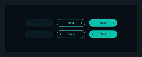 Back And Next Login Buttons Ui Elements Kit Isolated Vector Components Flat Navigation Menus