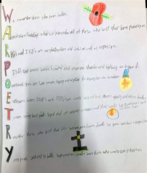War Poetry Acrostic Poems Queen Elizabeths Academy