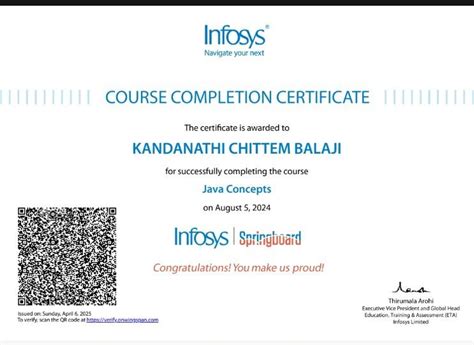 Java Infosysspringboard Learning Programming Certification