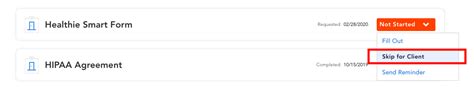 View Skip And Complete Client Intake Forms Healthie Software
