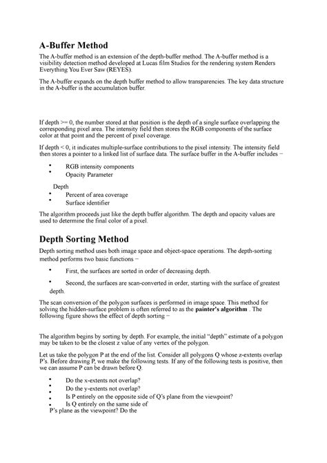 2buffer Method A Buffer Method The A Buffer Method Is An Extension