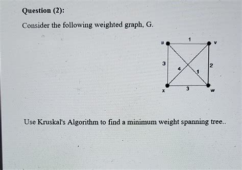 Solved Consider The Following Weighted Graph G Use Chegg