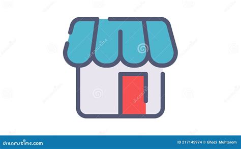 Market Store Shop Single Isolated Icon With Single Isolated Icon With Flat Dash Or Dashed Style
