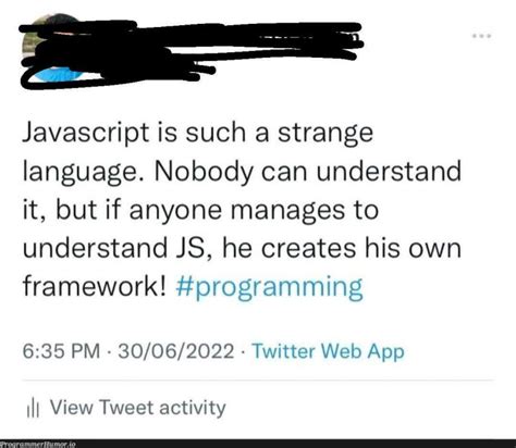 Strange Language JS ProgrammerHumor Io
