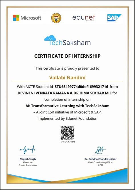 edunet sap microsoft tech saksham career internship course… nandini vallabi