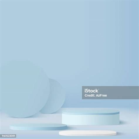 3d 블루 컬러 연단과 최소한의 블루 컬러 벽 장면 3d 연단 최소 추상적 배경 파스텔 색상의 추상적인 방 디자인 벡터 0명에 대한 스톡 벡터 아트 및 기타 이미지 Istock