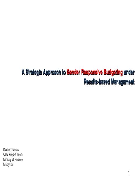 Outcome Based Budgeting Koshy Thomas Pdf Strategic Planning Performance Indicator