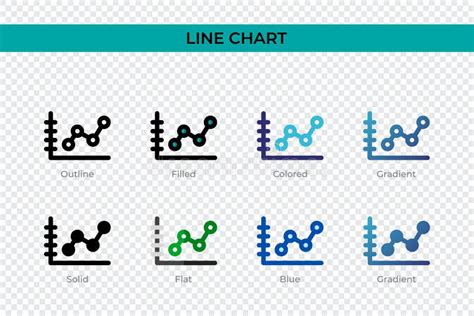 Line Chart Icon In Different Style Line Chart Vector Icons Designed In Outline Solid Colored
