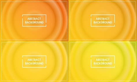 Four Sets Of Yellow Circle Radial Gradient Abstract Background Simple Blur Shiny Modern And