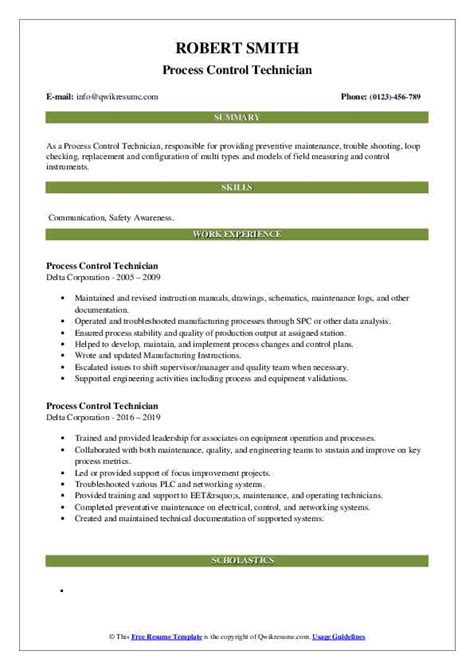 10 Controls Technician Resume Samples And Templates For 2025