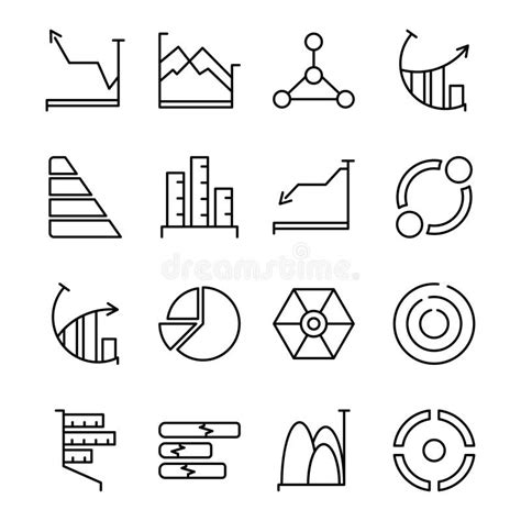 Line Art Icon Set Of Business Finance Economy Infographic Statistic