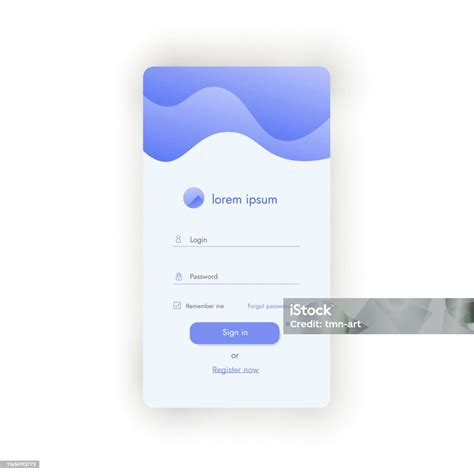 전화 응용 프로그램 및 웹 사이트에 대한 로그인 양식 Ui 템플릿 계정 창 벡터 디자인에 등록합니다 그래픽 사용자 인터페이스에 대한 스톡 벡터 아트 및 기타 이미지 Istock
