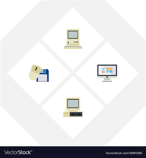 Flat Icon Laptop Set Of Computing Computer Vector Image