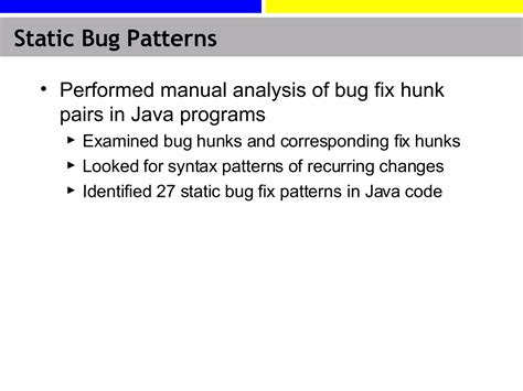 Static And Adaptive Bug Fix Patterns Ppt