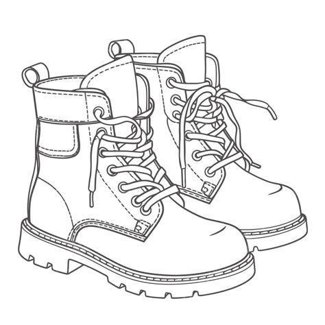 부츠 색칠 페이지 인쇄할 수 있는 신선한 어린이 부츠 색칠 페이지 개요 스케치 드로잉 벡터 부츠 그리기 부츠 개요 부츠 스케치 Png 일러스트 및 벡터 에 대한 무료