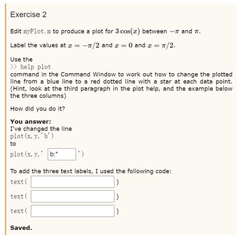 Solved Exercise 2 Edit Myplot M To Produce A Plot For 3