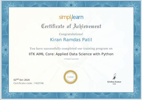 I Am Happy To Share That I Have Completed The Second Module Of The Iit Kanpur Aiml Course 😇