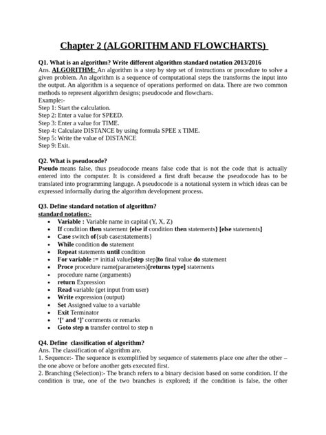 Xii Computer Notes Chapter 2 Pdf Algorithms Control Flow