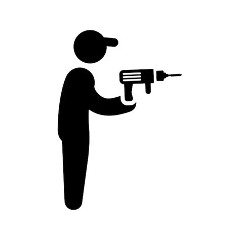 Premium Vector Drilling Drill Man Icon