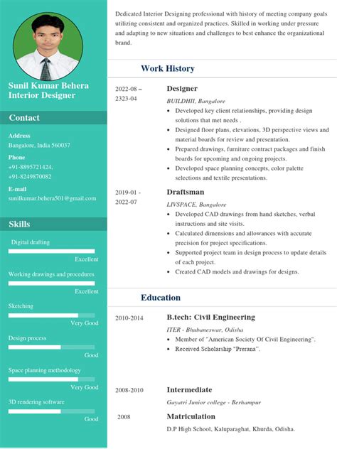 Sunil Beheras Architecture Designer Resume Download Free Pdf