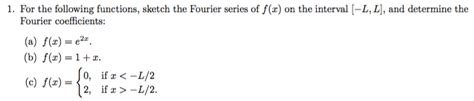 solved for the following functions sketch the fourier