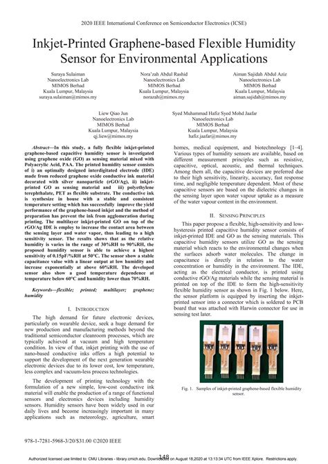 Inkjet Printed Graphene Based Flexible Humidity Sensor For