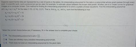 Solved Suppose Experimental Data Are Represented By A Set Of Chegg Com