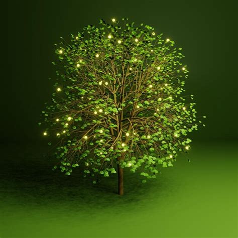 Premium Photo A Tree With Lights On It And A Green Background